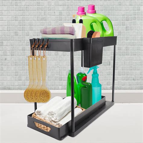 Pull Out Spice Rack Organizer For Cabinet 2 Tier Widen Slide Out Spice