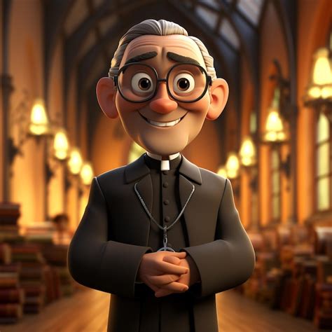 Premium Photo 3d Cartoon Of A Full Body Priest