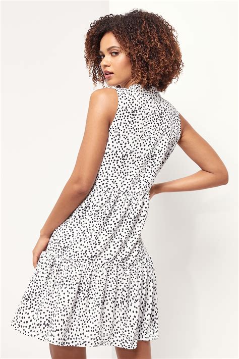 Buy Lipsy Mono Spot Button Through Sleeveless Smock Dress From Next Ireland