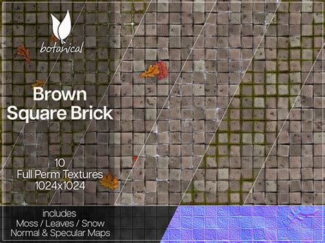 Second Life Marketplace Botanical Square Brick Textures Brown
