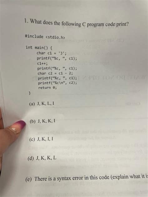 solved 1 what does the following program code print