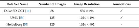 Table 1 From Improving Oct Image Segmentation Of Retinal Layers By Utilizing A Machine Learning