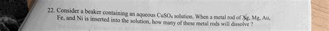 Solved Consider A Beaker Containing An ﻿aqueous Cuso4