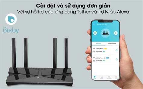 Router Wifi Chuẩn Wifi 6 Ax1500 Băng Tần Kép Tp Link Archer Ax10 Đen
