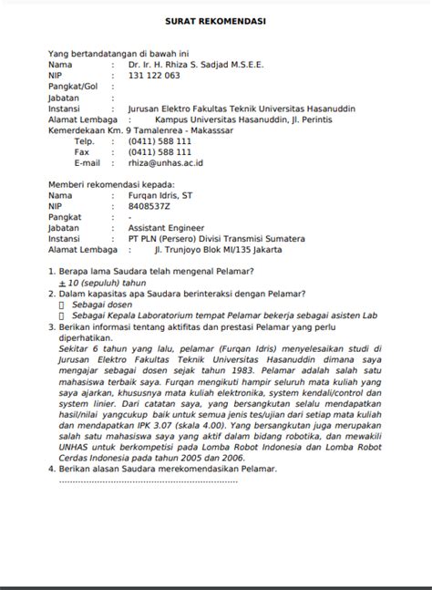 Surat Rekomendasi Untuk Studi Lanjut Dosen Cekkeranjang Hot Sex Picture