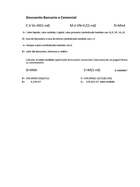 Ejercicios Resueltos Descuento Bancario Pdf Bancos Dinero