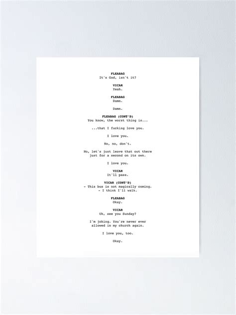 Fleabag Script Poster Poster For Sale By Jakrikrick Redbubble