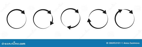 Round Arrows Set Isolated Rotate Arrow And Spinning Loading Symbol