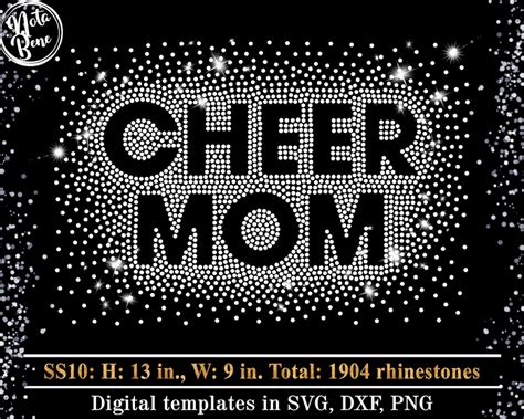 Cheer Mom Rhinestone Template Svg Cheerleader Scattered Spray Effect