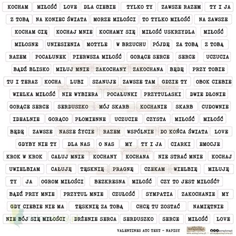 Naklejki Foliowe Przezroczyste ScrapLove Valentines ATC Text Napisy