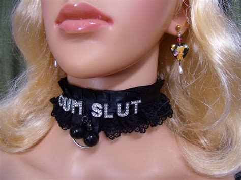 Any Words Any Size Personalized Choker Collar Black Lace Locking Etsy