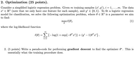 2 Optimization 25 Points Consider A Simplified Chegg