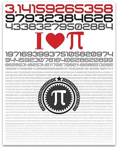 Amazon Com Pi Digits In Red 11x14 Unframed Print Geeky Playful Intellectual Pi Symbol Wall