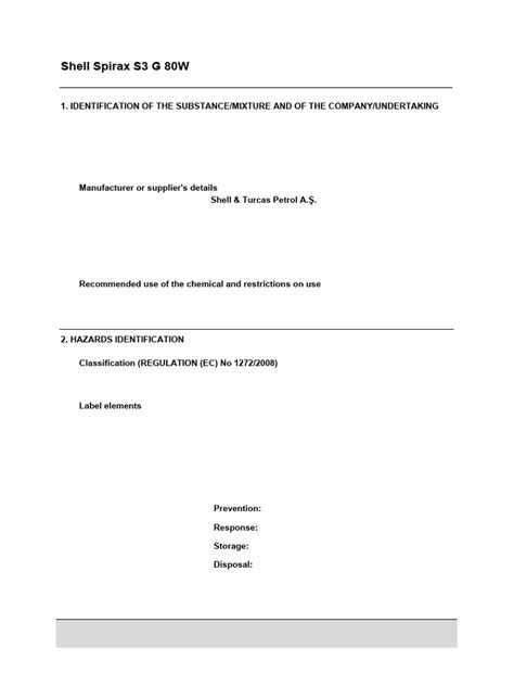 Msds Tr Shell Spirax S3 G 80w Pdf Toxicity Water