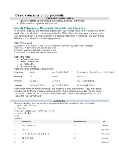 Understanding Polynomials Basics Pdf Polynomial Theoretical