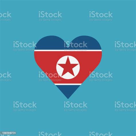 朝鮮國旗圖示在心臟形狀在平面設計向量圖形及更多事件圖片 事件 傳統 剪裁圖 Istock