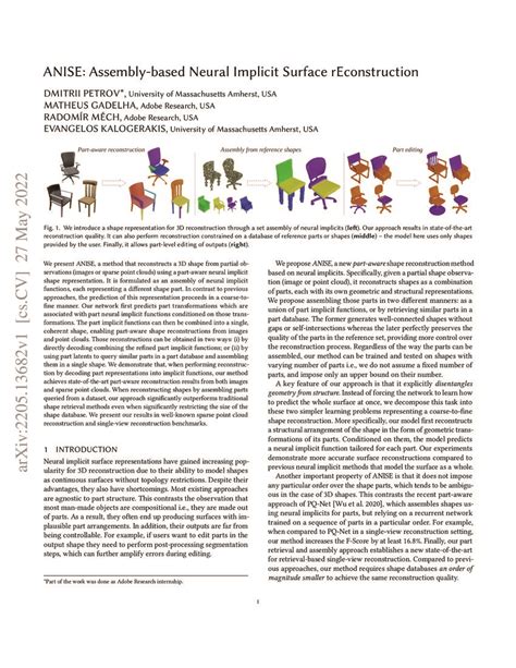 ANISE Assembly Based Neural Implicit Surface REconstruction DeepAI
