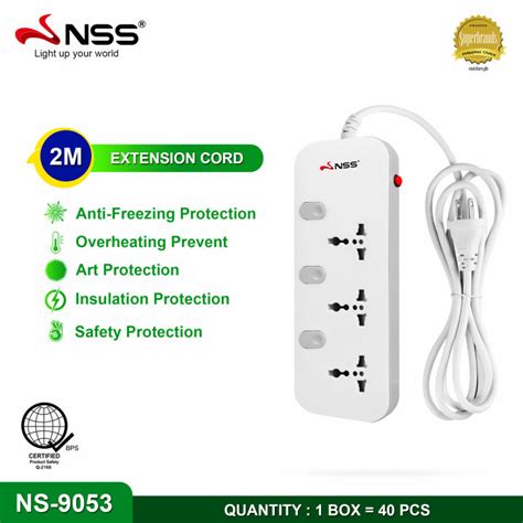 Extension Cord Outlet Socket With Individual Switch 3 Gang 2 Meter Wire Nss Ns 9053 2m Lazada Ph