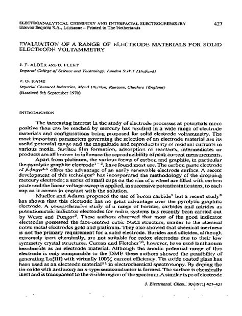 Pdf Evaluation Of A Range Of Electrode Materials For Solid Electrode