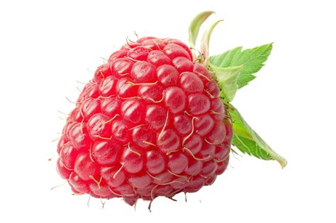 Fresh Raspberry With Green Leaf 48784042 Png