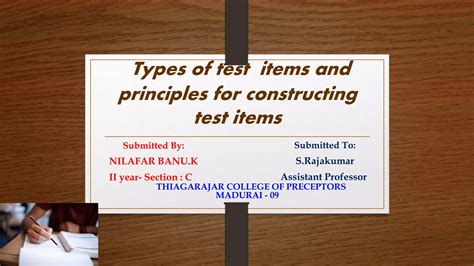 Types Of Test Items And Principles For Constructing Test Items Pptx