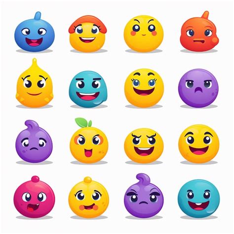 Emoticon vetor rosto símbolo sinal ícone expressão coleção amarelo feliz emoção sorriso eu