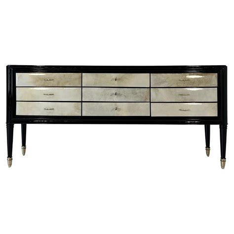 Italian Art Deco Parchment And Black Lacquered Dresser 40s Attr To Buffa For Sale At 1stdibs