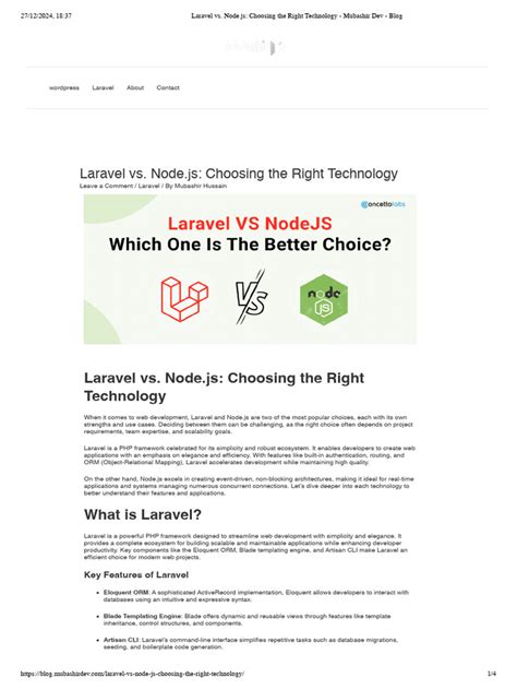 Laravel Vs Nodejs Choosing The Right Technology Mubashir Dev