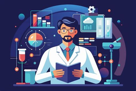 Flat Style Data Scientist With Data Analytics Tools And Machine