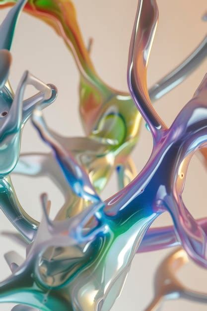 Premium Ai Image 3d Macro Perspective Of Floating Organic Forms Shaped Like Neurons