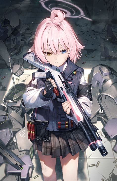 Greenkohgen Blue Archive Takanashi Hoshino Angel Gun Heterochromia Seifuku 1105952 Yandere