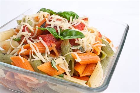 Serving Of Colored Penne Pasta Stock Image Image Of Nutritious