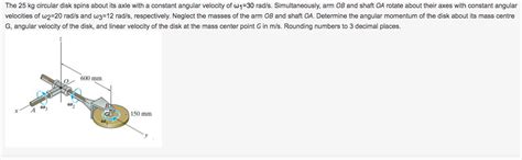 Solved The 25 Kg Circular Disk Spins About Its Axle With A