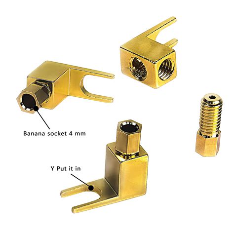 Hi End Banana To Spade Plug Speaker Connector Adapter Right Angle Spade