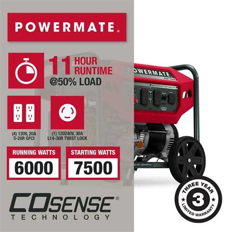 Powermate 7500 Watt Portable Generator Pm7500 Shop Hardware Tools