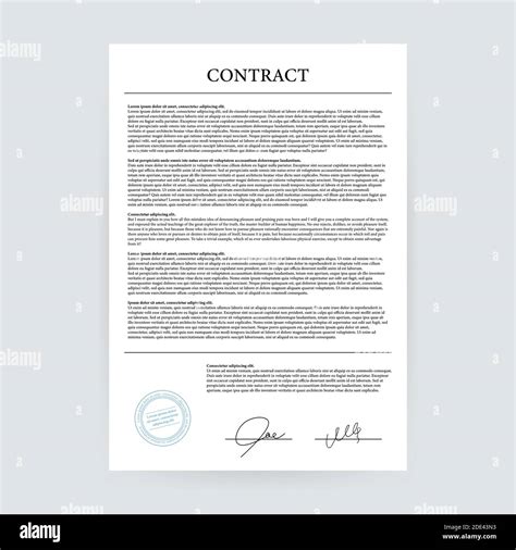 Contract Agreement Paper Blank With Seal Vector Illustration Stock