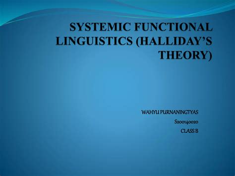 Systemic Functional Linguistics Ppt