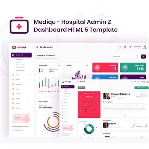Jual Bootstrap 4 Mediqu V10 Hospital Admin Dashboard Html