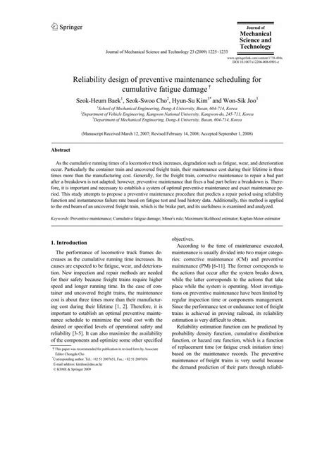 Pdf Reliability Design Of Preventive Maintenance Scheduling Of
