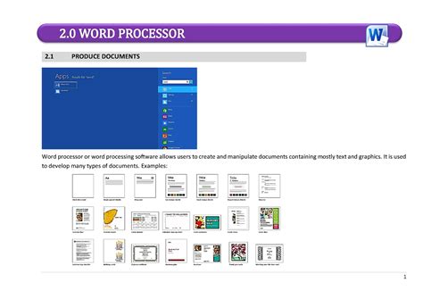 Chapter 1 Ms Word Notes 2 Produce Documents Word Processor Or Word Processing Software