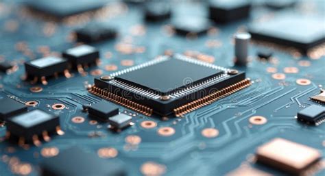 Close Up Of A Digital Circuit Board With Complex Electronic Connections And Components Stock