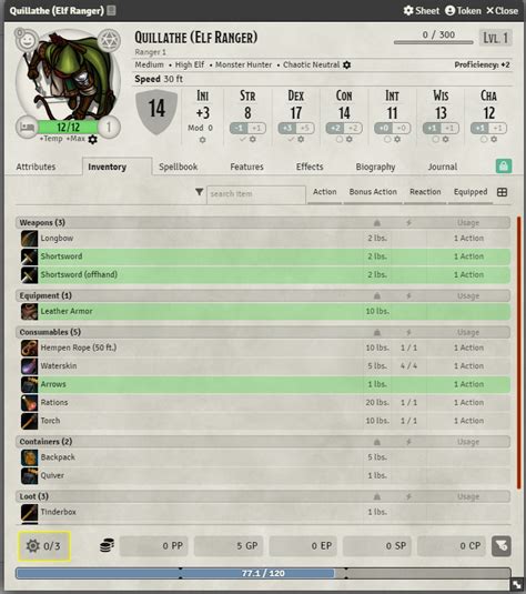 [bug] ammo dropdown missing from weapons · issue 693 · sdenec tidy5e
