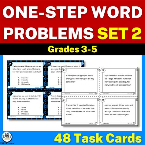 One Step Word Problem Task Cards Set Add Subtract Multiply Or Divide Made By Teachers