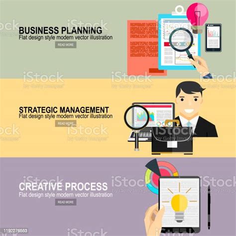 플랫 디자인 프로젝트 관리의 현대 벡터 일러스트 개념비즈니스 분석 그래프 보고서 비즈니스 투자 계획크리에이티브 디자이너 작업