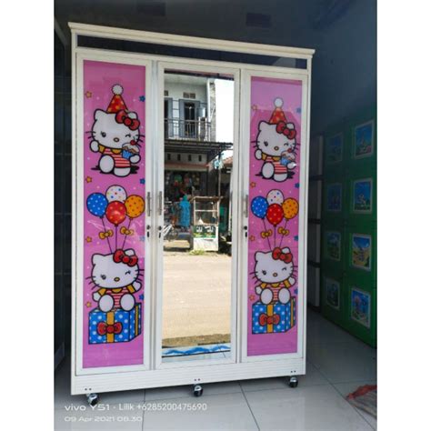 Jual Lemari Kaca Pintu 3 Motif Hello Kitty Shopee Indonesia