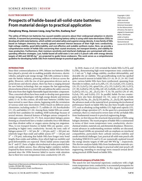 Pdf Prospects Of Halide Based All Solid State Batteries From Material Design To Practical