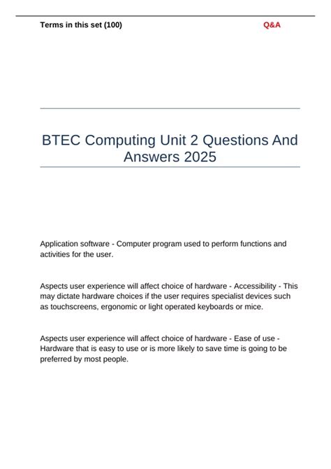 Btec Computing Unit 2 Questions And Answers 2025 Applied Science Stuvia Us