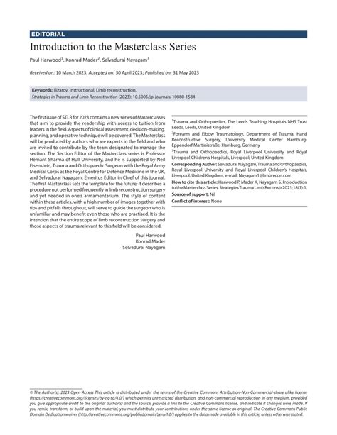 Pdf Introduction To The Masterclass Series