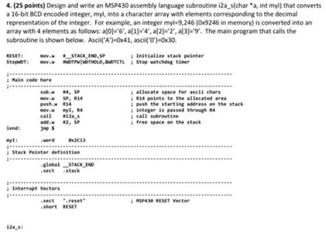 Solved 25 Points Design And Write An Msp430 Assembly Language