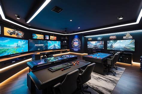 Premium Photo An Expansive Gaming Room With Multiple Setups For